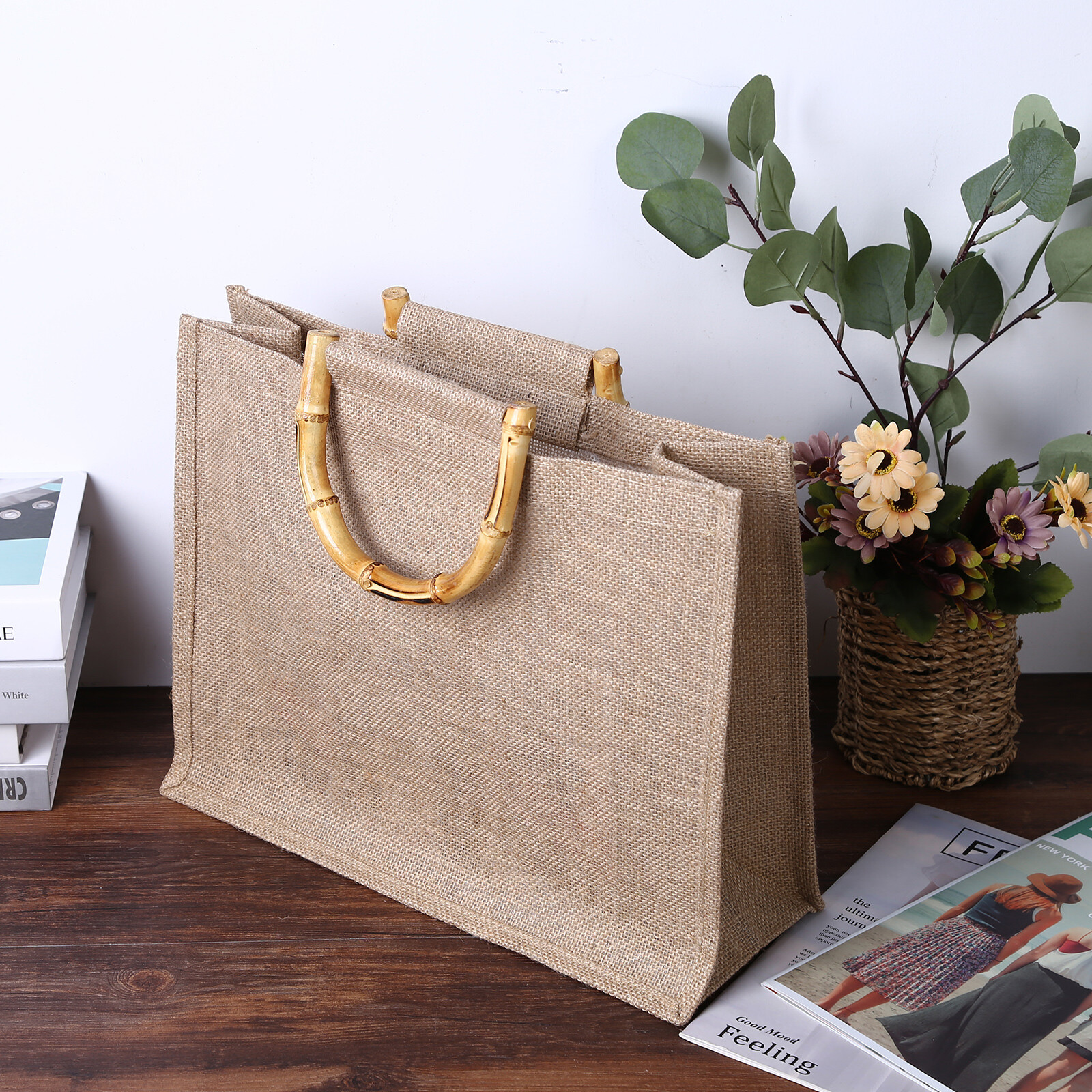 Eco Friendly Totes Linen Reusable Handbag Shopping Grocery Bag ...