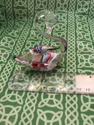Cape Cod Glass Works Technicolor Swan 3.25" Decorative Figure FREE ...