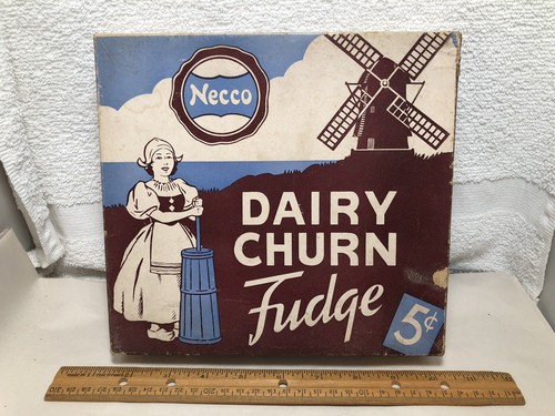Vintage Necco Dairy Churn Fudge Candy Store Display Advertising Box | eBay