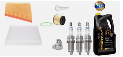 FOR VW POLO 1.2 2009-2015 SERVICE KIT SPARK PLUGS & 5 LTR ENGINE OIL ...