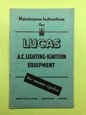 Genuine Lucas Motorcycle Electrical Lighting Ignition Maintenance ...