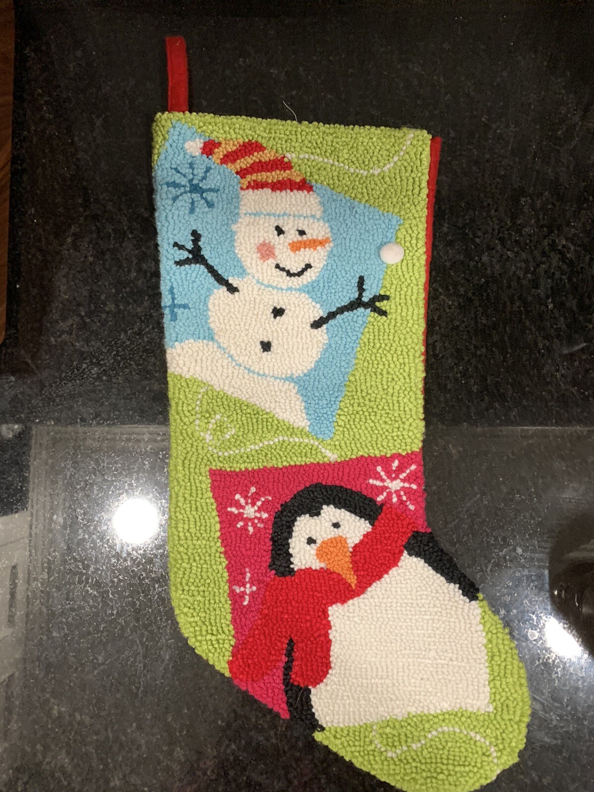 Vintage Hooked Rug Christmas Stockings Snowman , EUC | eBay