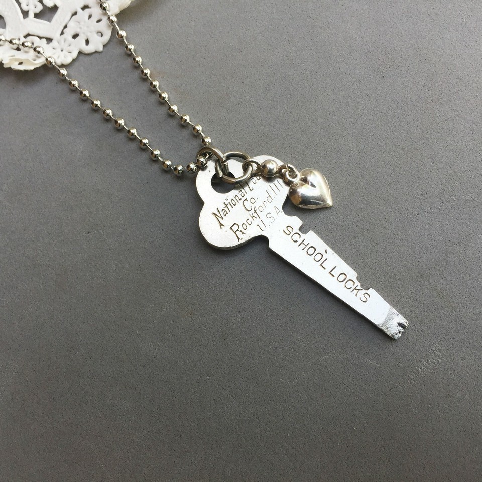 Key Pendant National Lock Rockford Illinois School Locks Heart 24 ...