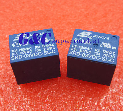 2Pcs Mini 3V DC SONGLE Power Relay SRD-3VDC-SL-C PCB Type A2TM | eBay
