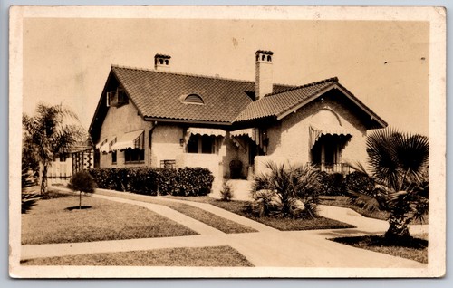RPPC Mission Style Home~Vent Dormer~Clay Tile Roof~Small Palm Trees ...