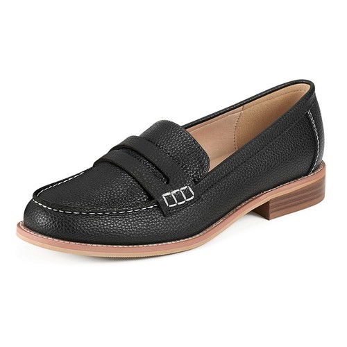 HEEZ Women Penny Loafers Low Block Slip On Shoes Fashion Flats Work ...