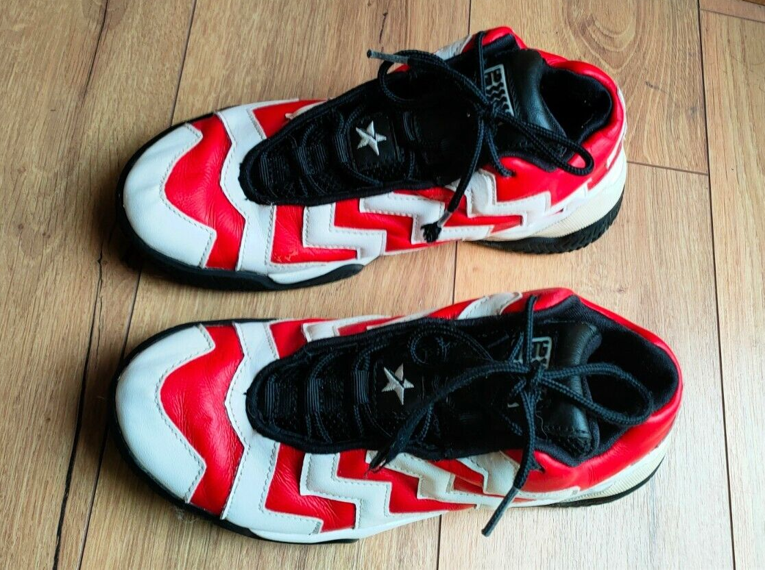 Ladies Red White Zig Zag Leather Converse Voltage Mid Trainers Shoes 3 ...