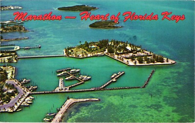 Marathon Florida Keys Aerial View Postcard 1960s Heart Greetings ...