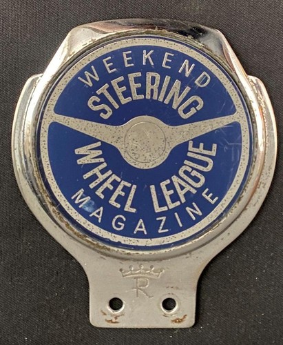 WEEKEND STEERING WHEEL LEAGUE MAGAZINE CHROME MOTOR CAR BADGE EMBLEM ...