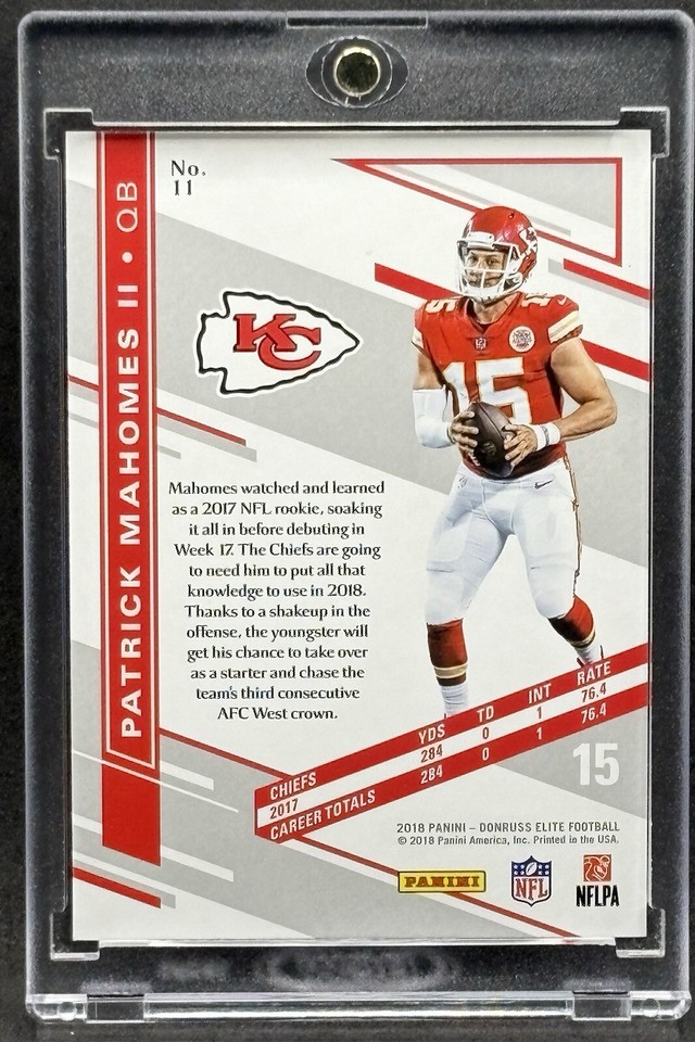 Patrick Mahomes RARE ROOKIE GOLD FOIL INVESTMENT CARD PANINI CHIEFS MVP ...