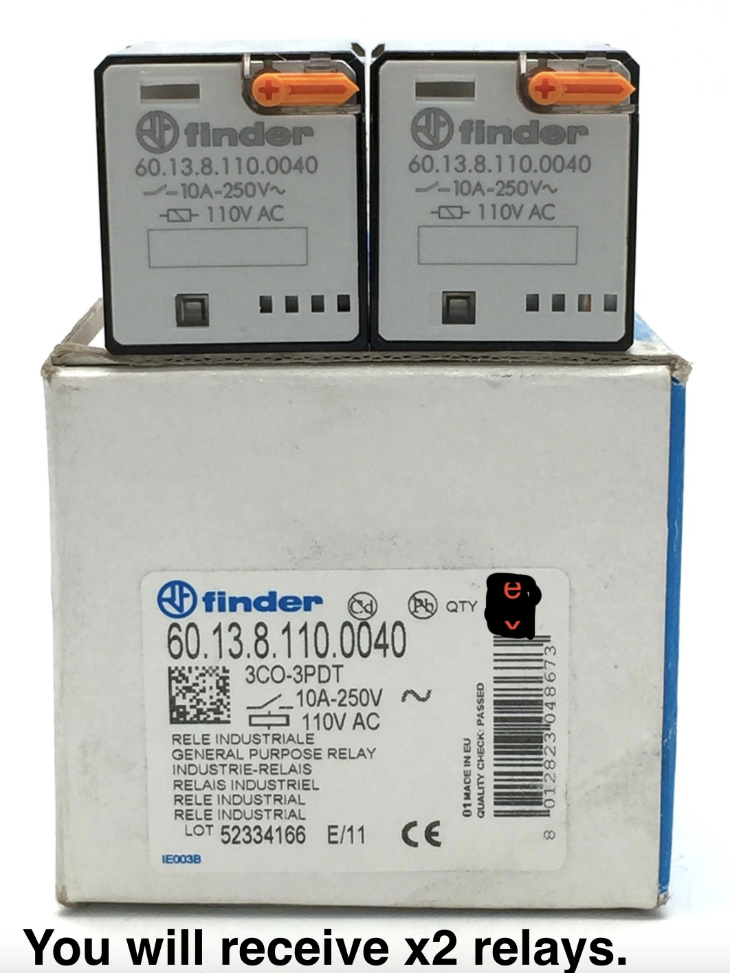 Finder 60.13.8.110.0040 General Purpose Relay 11 Pin 3CO-3PDT 10VAC ...