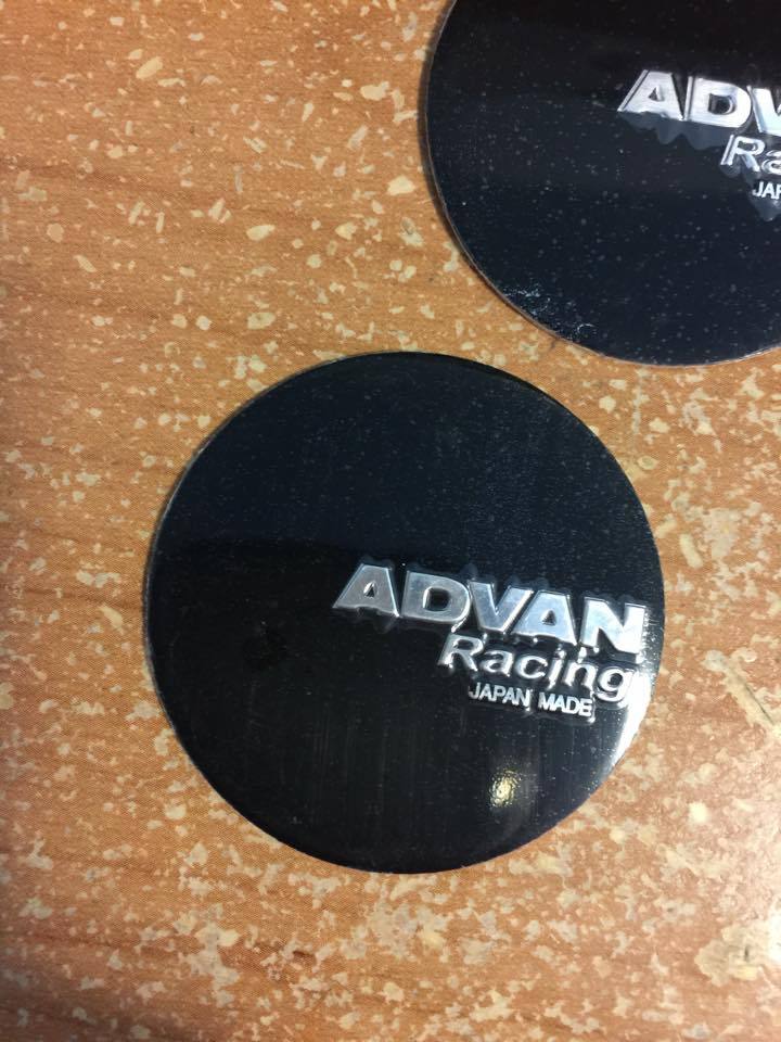 4 PCS BRAND NEW black ADVAN racing Sticker wheel center cap emblem logo ...