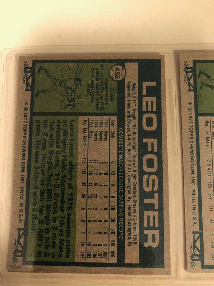 1977 Topps #458 Leo Foster - New York Mets - Infielder | eBay