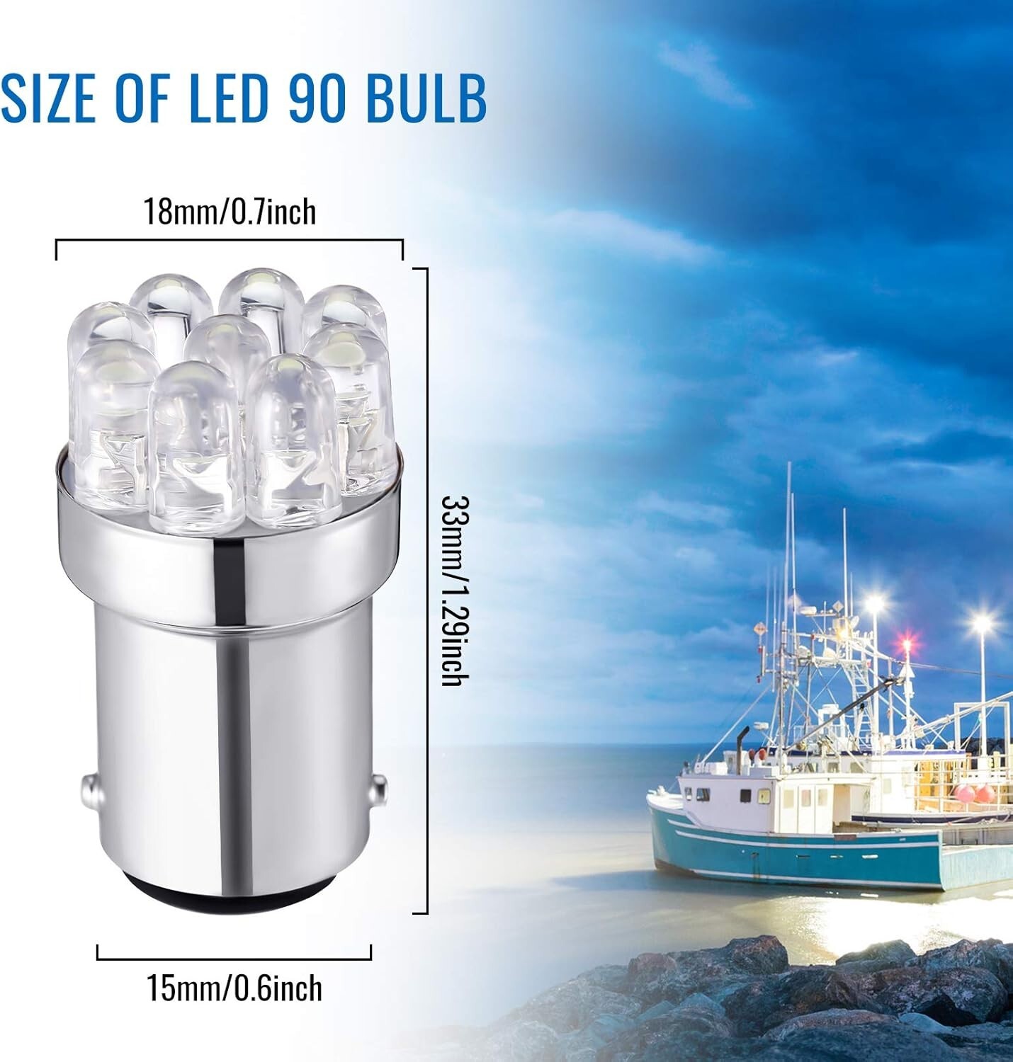 4 Pieces Led 90 Bulb 1004 Led Bulb DC 12V Marine Led Bulbs BA15D Boat ...