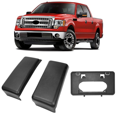 Black Front Bumper Guards Pads+License Plate Bracket Tag Set Fit 09-14 ...