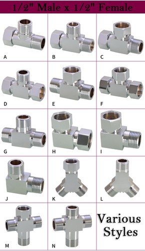 1/2" BSP Brass Washing Machine Connector 3 Way Inlet Hose Splitter ...
