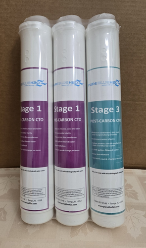 Pure Blue H2O Filter Pack 1:1 Reverse Osmosis Water Filtration 3-Stage ...