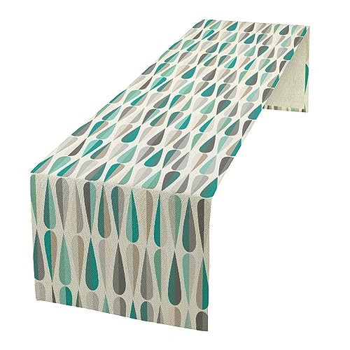Modern Abstract Table Runner, Mid Century Drop Shapes W13"x L36" Mid ...