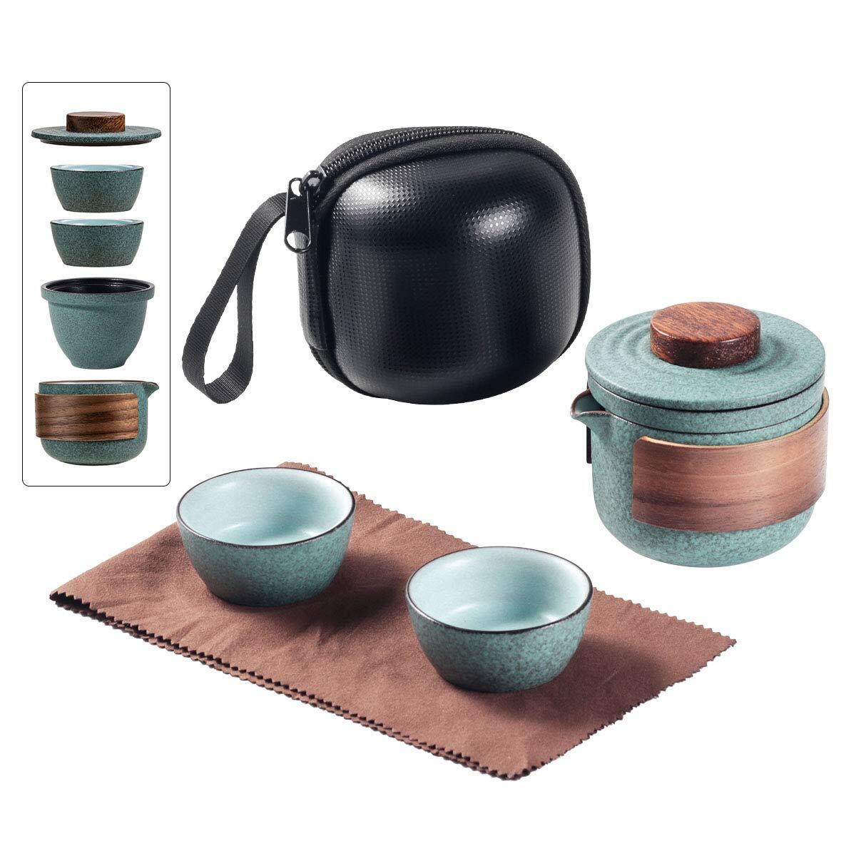 Mini Travel Ceramic Tea Pot Set Chinese Kung Fu Teapot 1 Pot 2 Cups ...