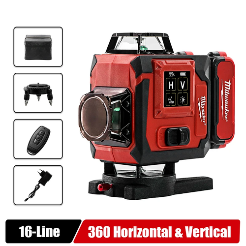 4D Self-Leveling Laser Level Cross Laser 360 Powerful Green Laser 16 ...