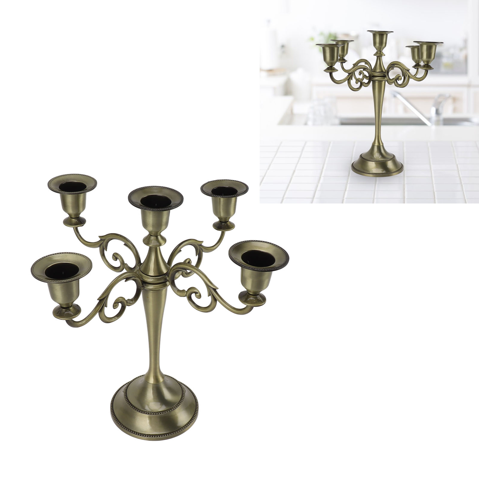 5 Arm Candlestick Holder Iron Retro Decorative Candle Holder ...