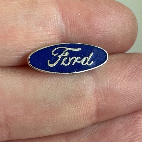Vtg Mini Ford Oval Script Logo Enamel Lapel Pin Blue White Small | eBay