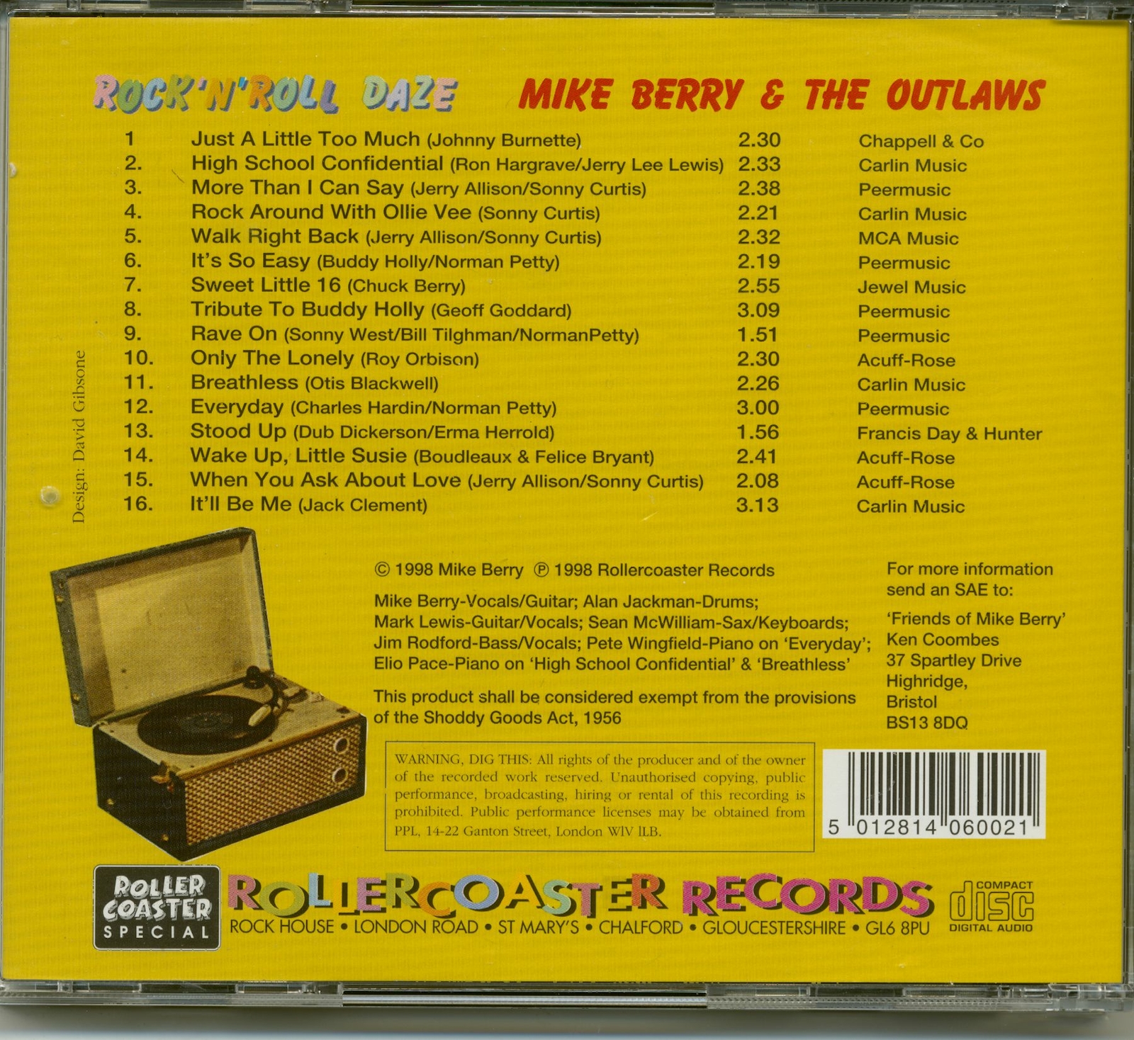 Mike Berry & The Outlaws - Rock 'N' Roll Daze (CD) - British R&R ...