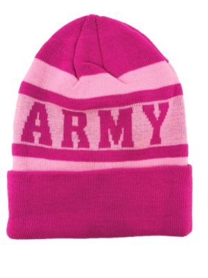 US Army Stripe Pink White Beanie Knit Stocking Watch Cap Offically ...