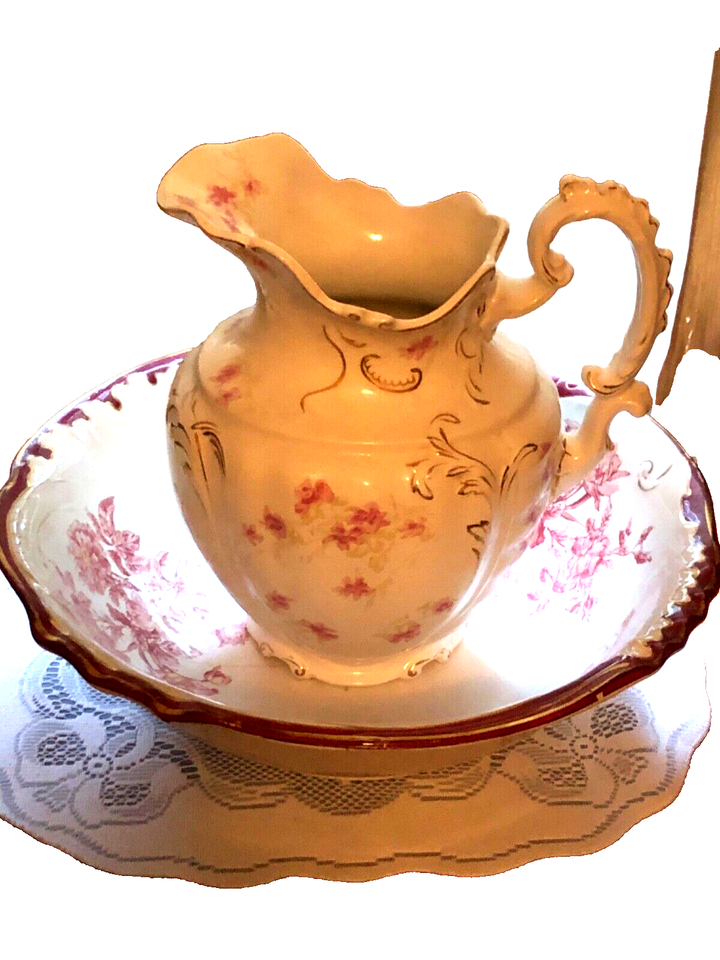 Antique water pitcher and wash bowl set | eBay