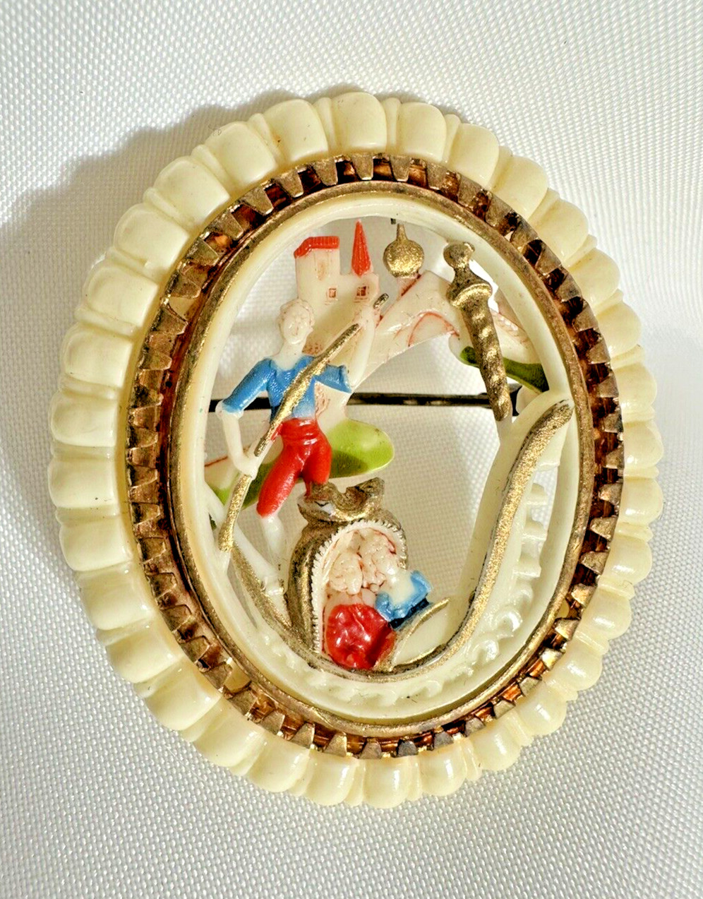 VINTAGE 1920's DEPOSE FRANCE CELLULOID HAND PAINTED G… - Gem