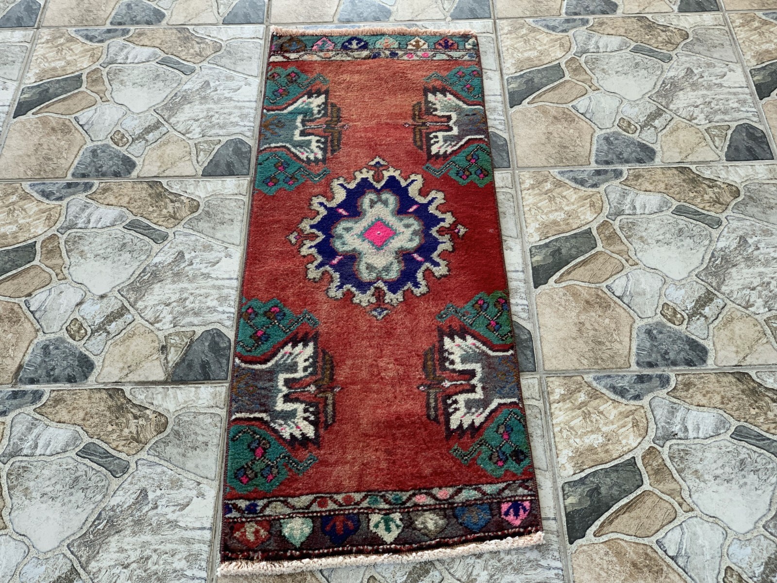 Vintage Rug, Turkish Oushak Handmade Wool Geometric Oriental Farmhouse ...