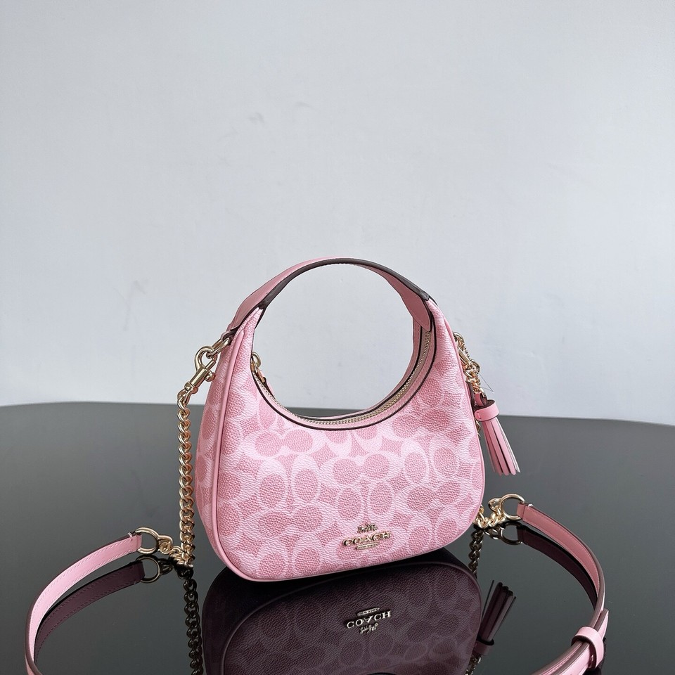 Coach Powder Pink Carmen Mini Crossbody Hand Bag In Signature Canvas ...