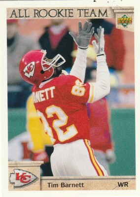 FREE SHIPPING-MINT-1992 Upper Deck Tim Barnett #37 CHIEFS PLUS BONUS ...