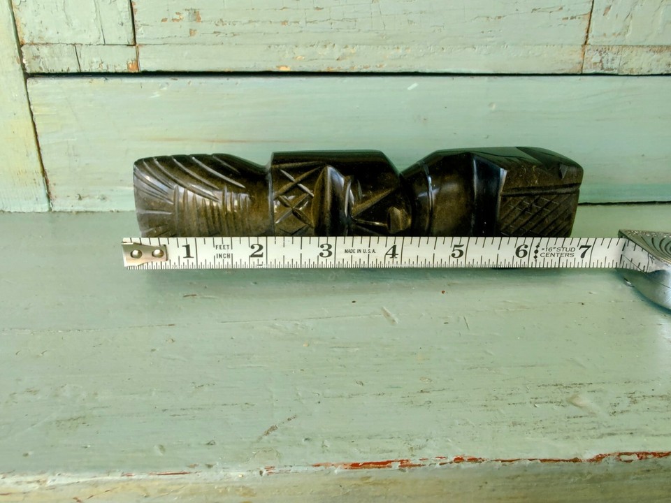 Vintage Tiki Aztec Mayan Polynesian Carved Obsidian Gold Sheen Stone ...