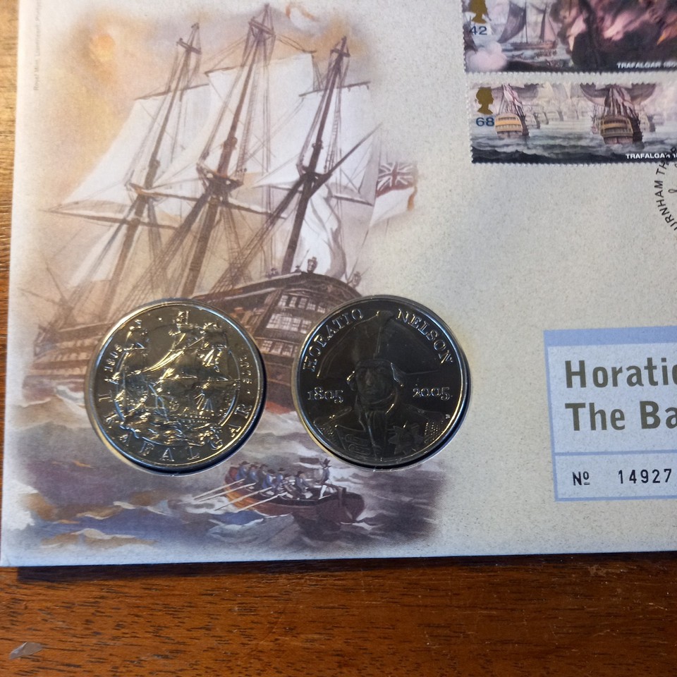 Horatio Nelson and the Battle of Trafalgar 2x £5 Coin First day cover ...