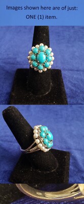 Chuck Clemency 925 Silver Sleeping Beauty Turquoise & Pearl Size 9 Ring ...
