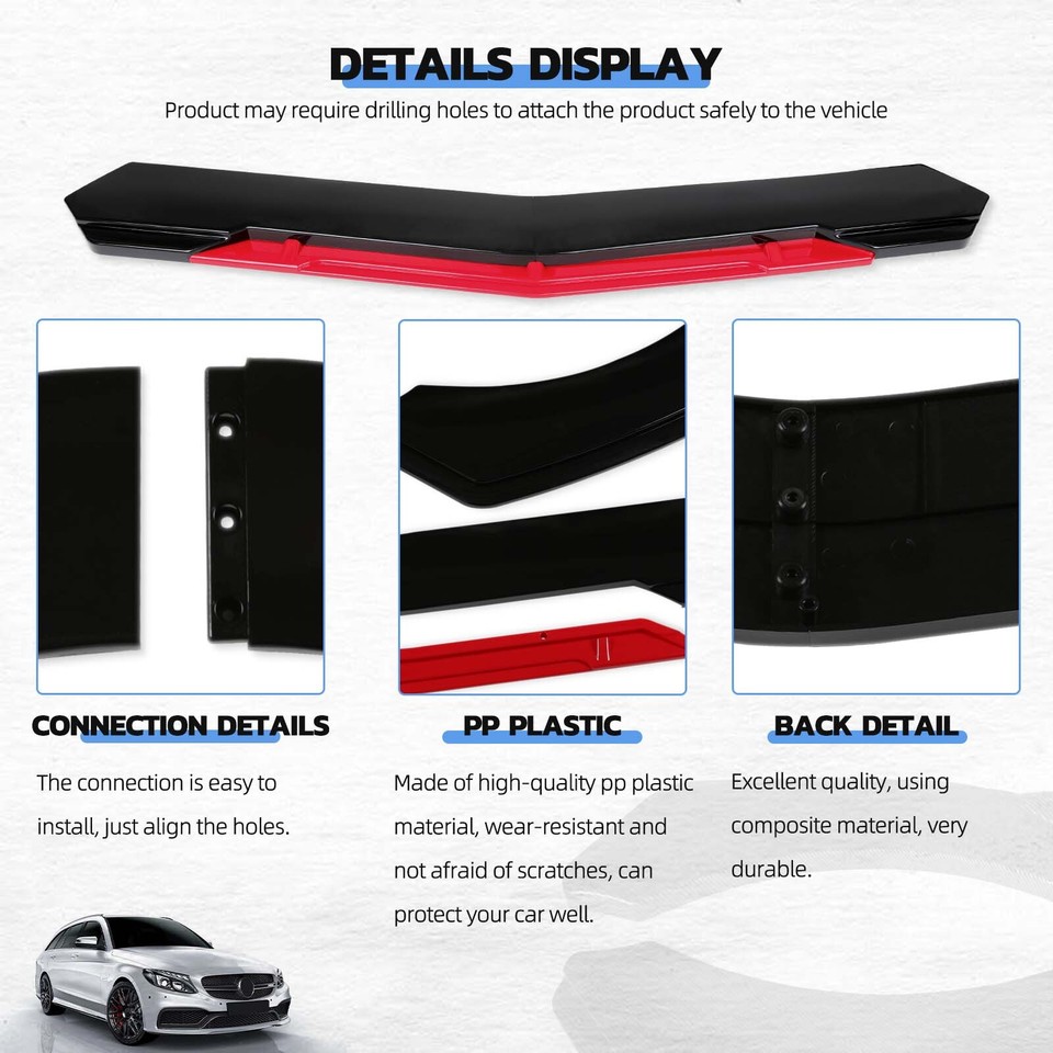 For Cadillac Escalade Gloss Front Bumper Lip Splitter Spoiler Lower Red ...