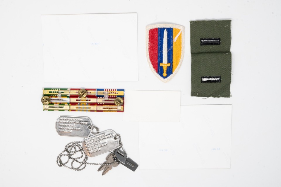 Vietnam War Decorated Officer's Dog Tags and Ribbon Bar Grouping ...
