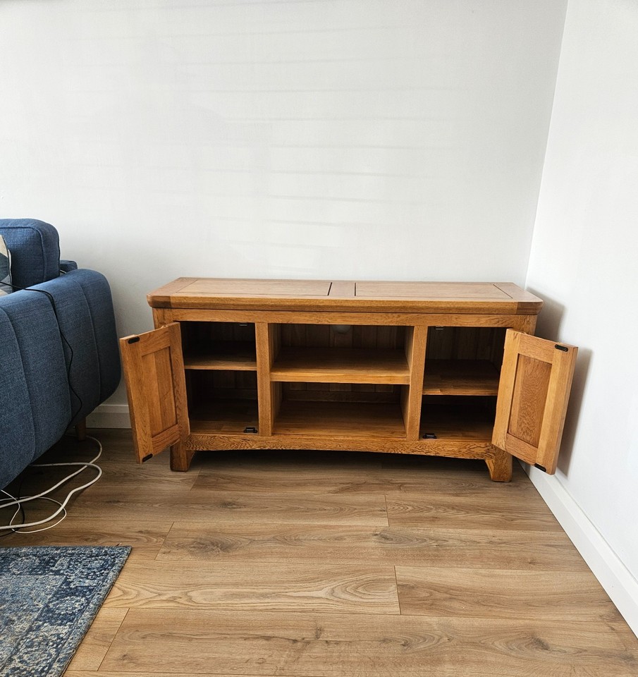 Oak Furniture Land Orrick Rustic Large Solid Oak TV Unit/Cabinet | eBay UK