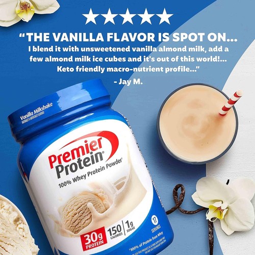 Premier Protein Powder, Vanilla Milkshake, 30g 17 Servings (Pack of 1 ...