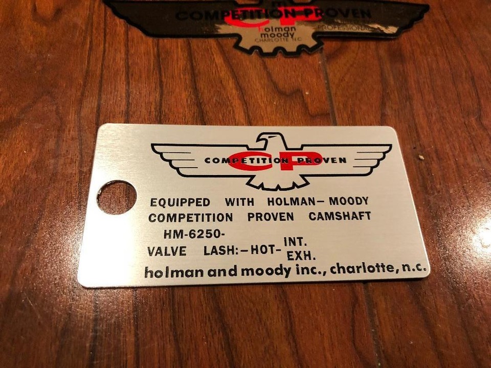 HOLMAN MOODY KEY CHAIN LICENSE PLATES ENGINE SPEC TAG STICKERS DECALS ...