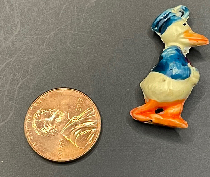 1940's VINTAGE Puffy Celluloid DONALD DUCK Cracker Jack Toy Prize Charm ...
