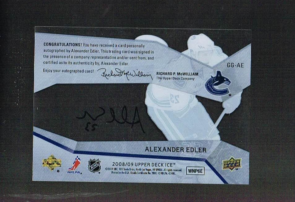 2008-09 Upper Deck Ice Glacial Graphs #GGAE Alexander Edler | eBay