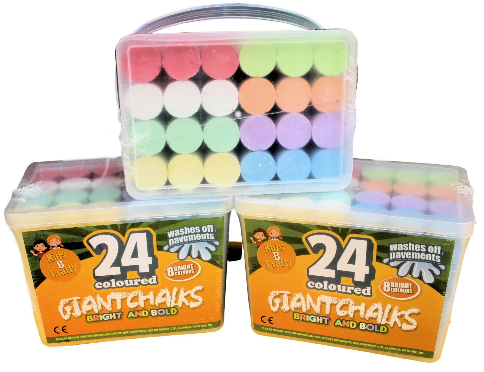 24 Coloured Chalks For Kids Giant Chalk Outdoor Pavement Drawing Chunky ...