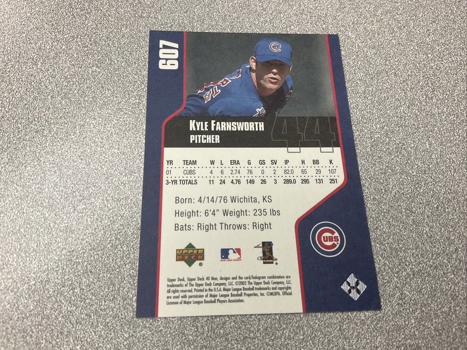 2002 Upper Deck 40-Man Baseball Card #607 Kyle Farnsworth Signed Card ...