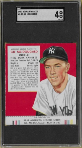 1953 Red Man Tobacco w/tab Gil McDougald Yankees SGC 4 | eBay