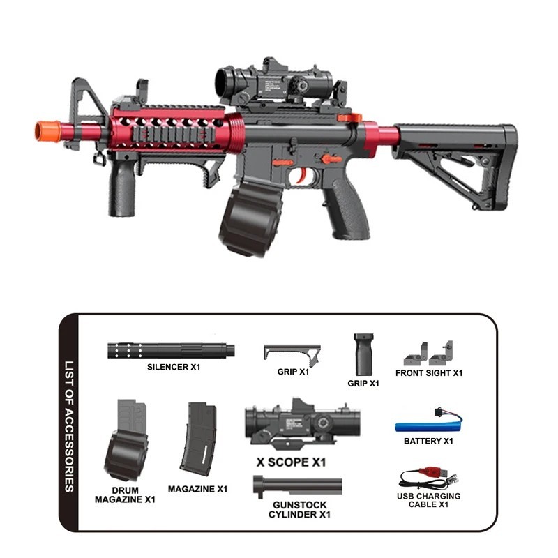 M4 Electric Water Blaster Toy Gun – Automatic Shooting Gel Ball Gun for ...