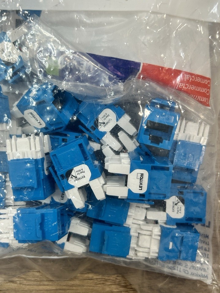Leviton 61110-BL6 Extreme CAT 6 Keystone Jack Connectors – Blue, 25 ...