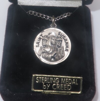 NIB Sterling Silver 925 Creed Saint Susanna Medal Christian Pendant ...