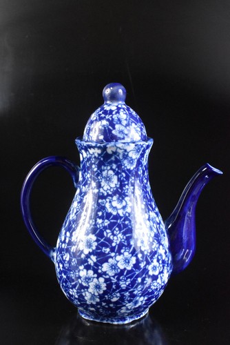 T9236: Japanese Seto-ware Blue&White Flower Muffle painting TEAPOT ...